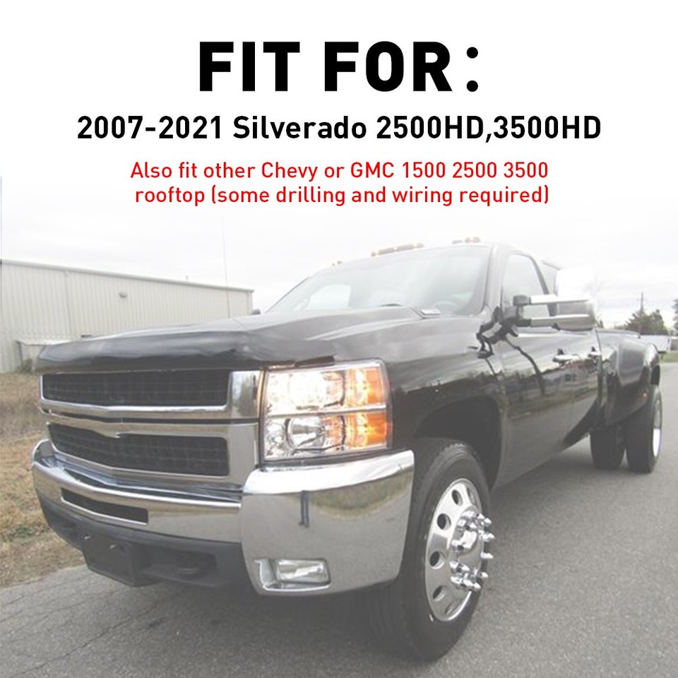 White Full LED Roof Cab Marker Light Smoke Fits Silverado Chevy Sierra ...