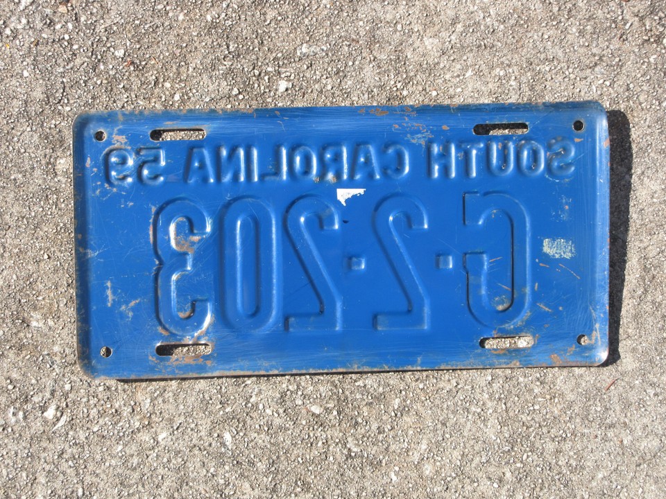 1959 South Carolina Blue White License Plate Chevrolet Ford Chevy G2203 ...