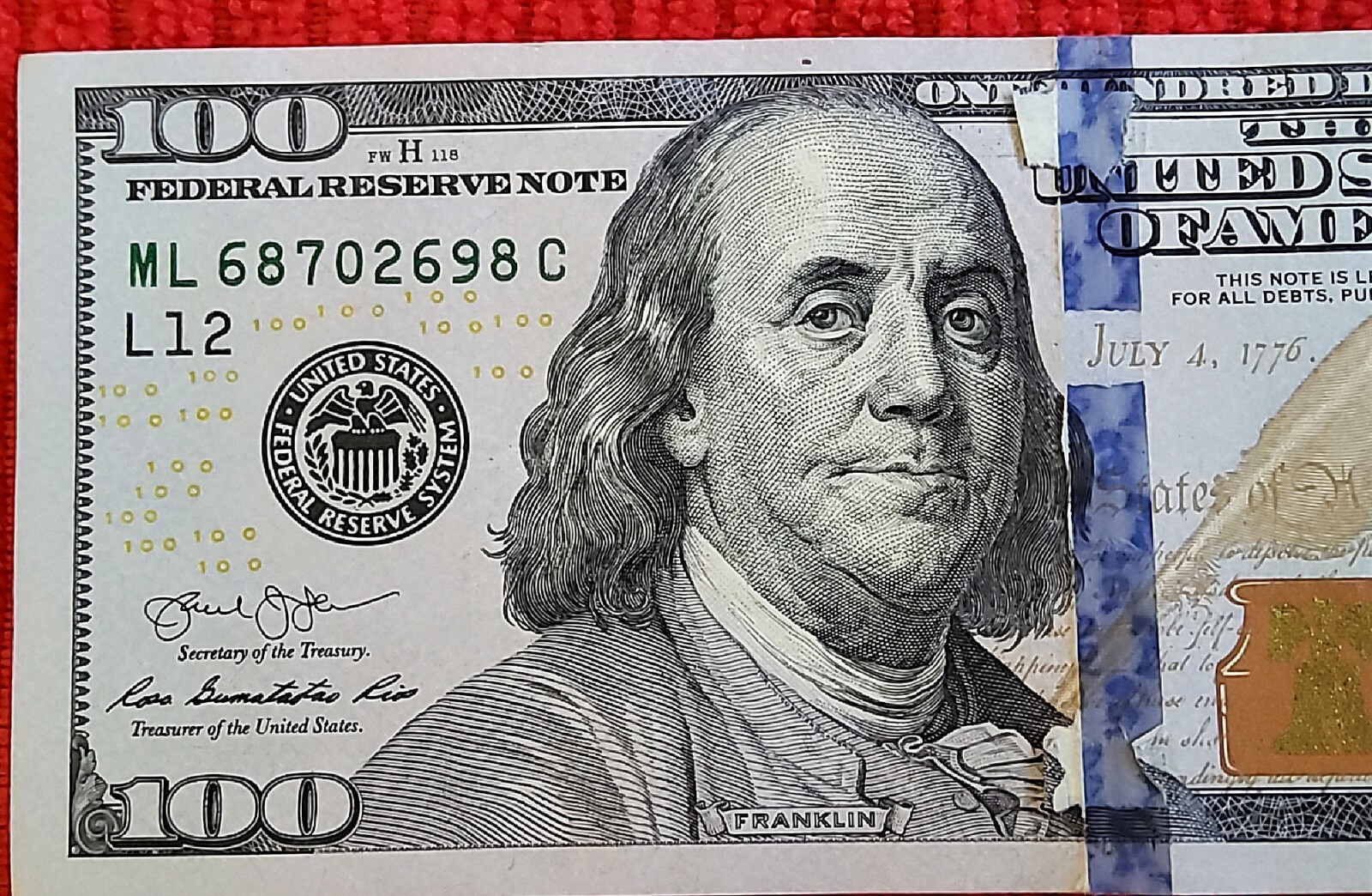 3D Security Ribbon Extra Paper Error 2013 US One Hundred Dollar Bill | eBay