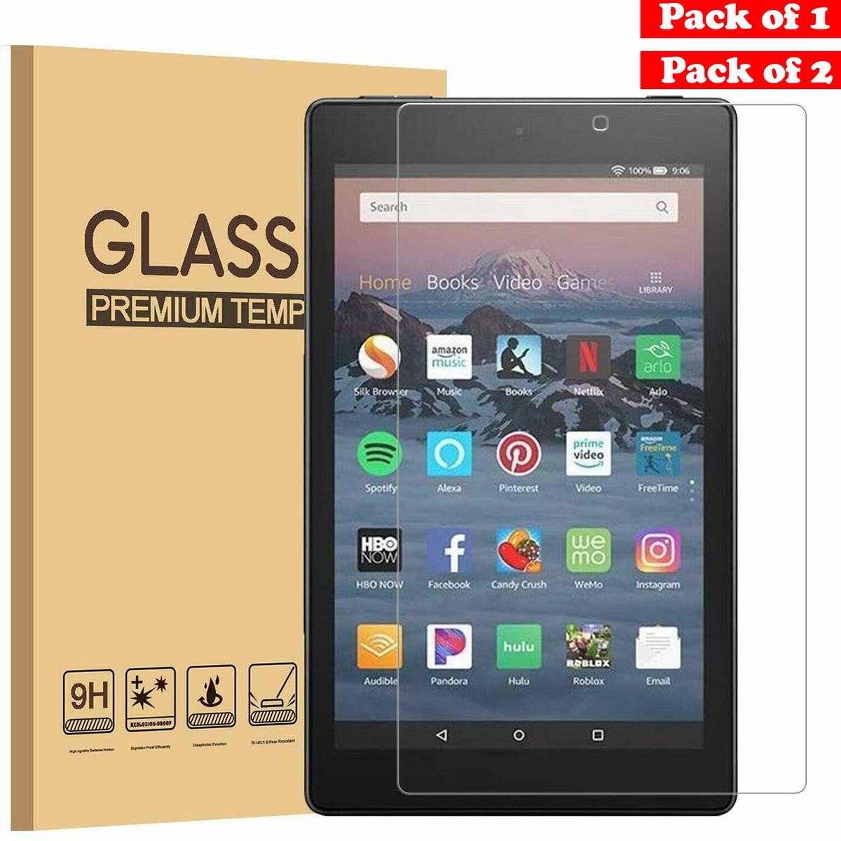 Fire Tablet 10 JEJO Tempered Glass Screen Protector For Amazon Fire HD ...