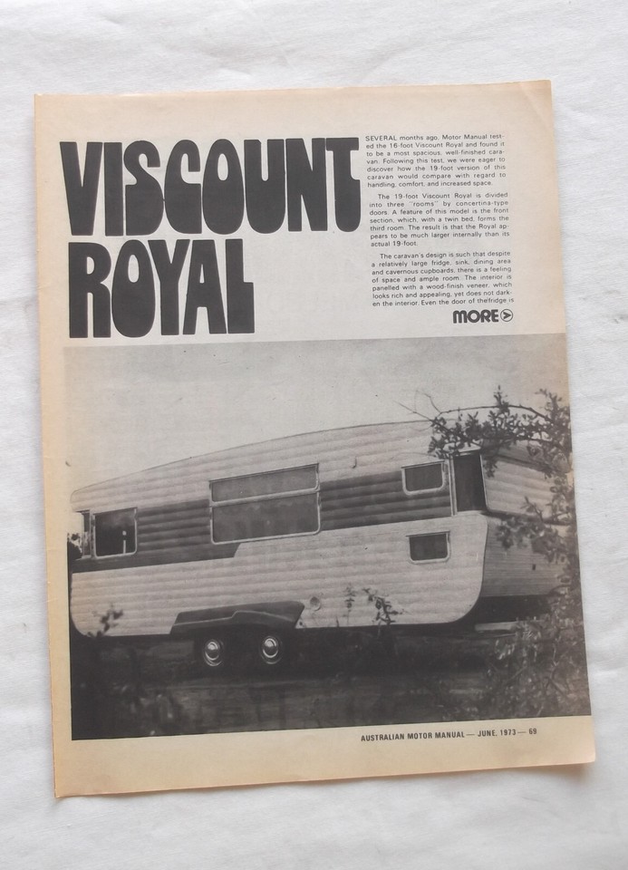 Viscount Caravan Advertisement and Article Removed from a Magazine | eBay