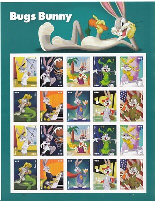 USPS Forever Bugs Bunny Rabbit & His Marvelous Masquerades 20 Stamps ...
