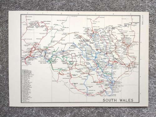 Vintage 1980 map showing Pre Grouping Rail Lines of South Wales | eBay UK