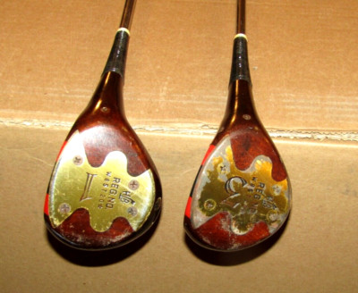 Vintage H&B Power Bilt Genuine Persimmon Wood Drivers 1 & 3 Steel RH R ...