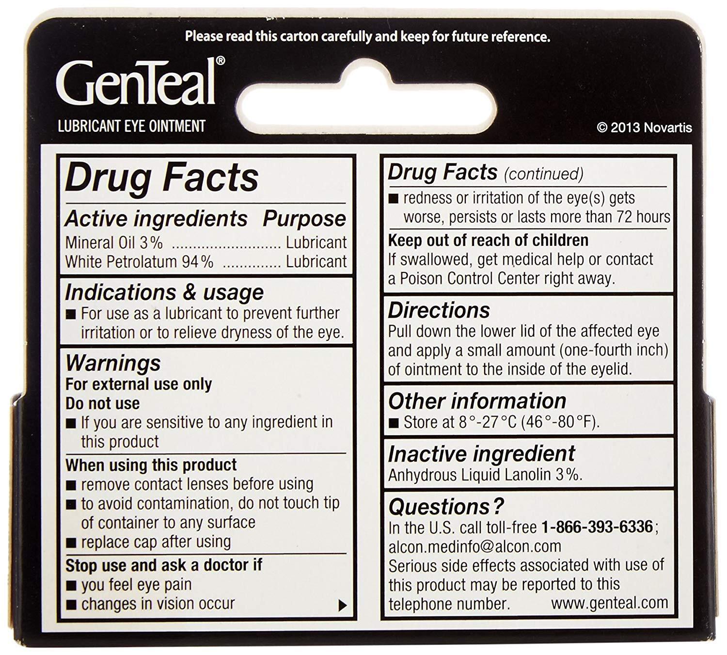 GenTeal Tears Nighttime Ointment 3.5g Severe Dry Eye Relief Overnight ...