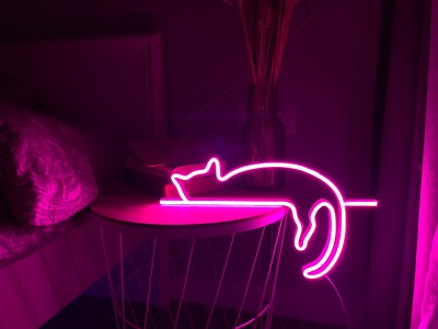 cat neon sign art decor Neon light wall art signs cute cat decor, gift ...
