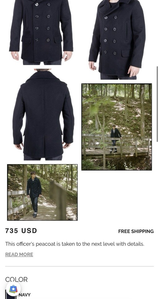 Schott NYC Peacoat, Model 782, Navy Blue, XL, Made in USA, $715 MSRP ...