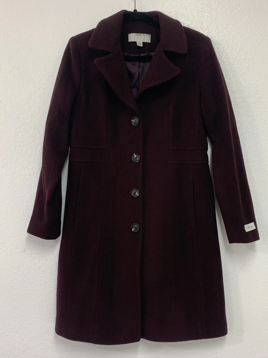 Anne Klein Double Breasted Wool Cashmere Blend Walker Coat Sale Online