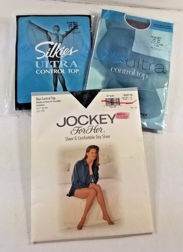 Vtg Silkies Ultra Control Top Size Large Sheer Leg Pantyhose Taupe ...