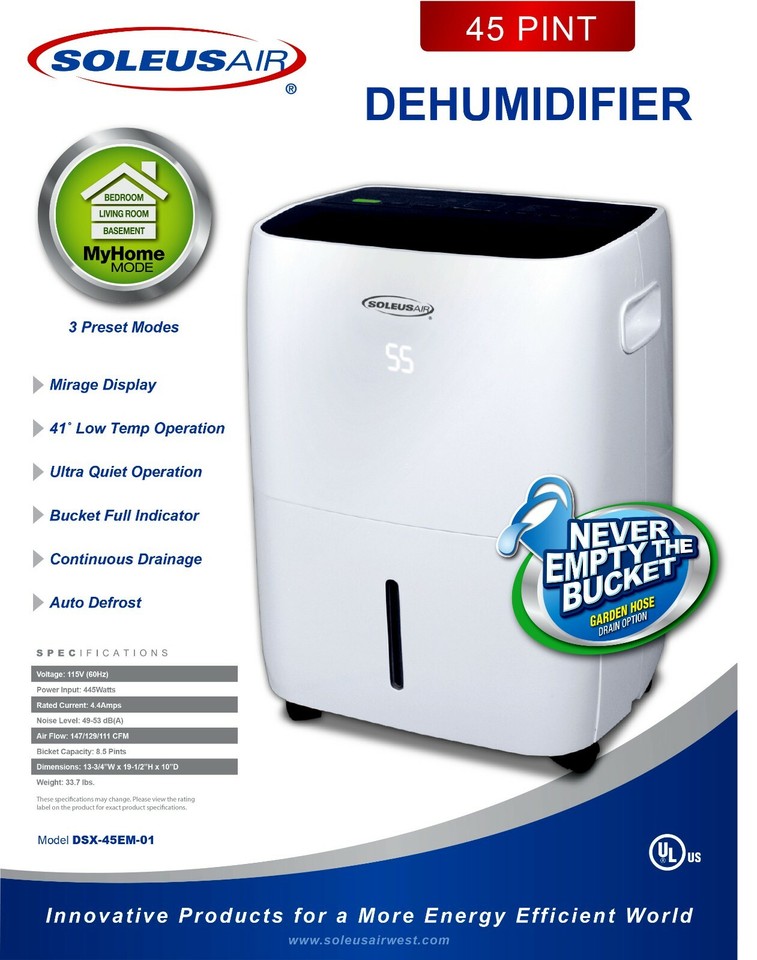 Soleus Air Dehumidifier 30 Pint/ 45 Pint | eBay