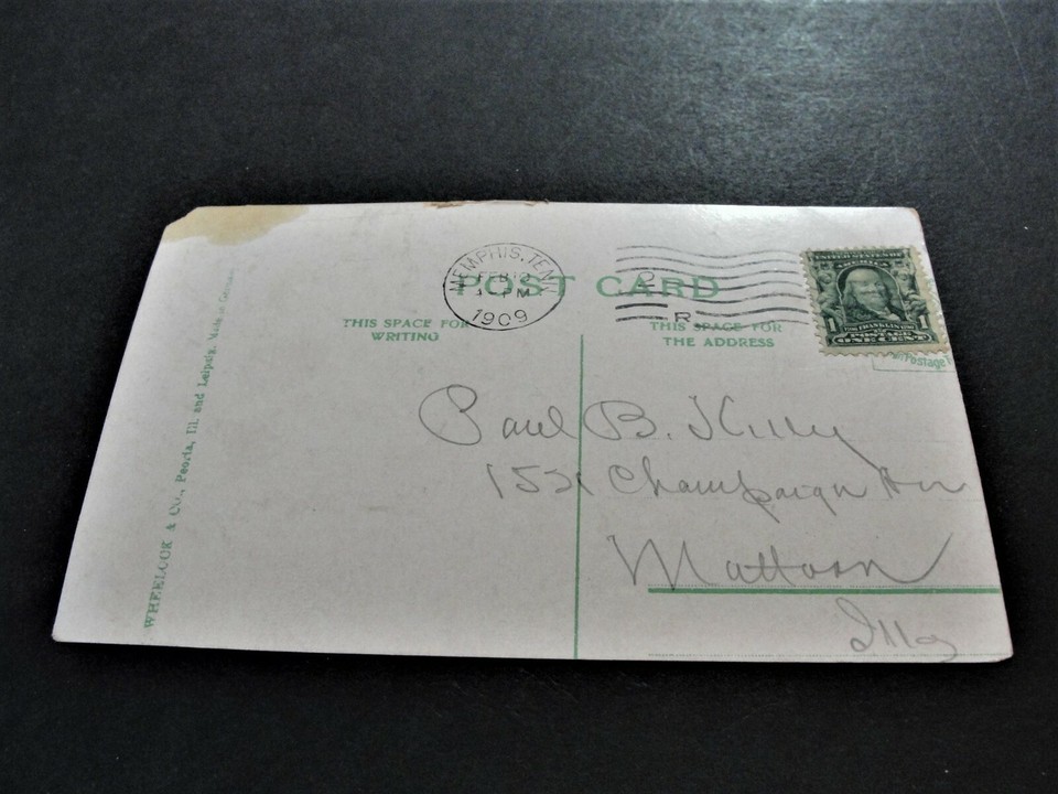 View of Memphis, Tennessee-Ben Franklin One cent Stamp -1909 Postcard ...