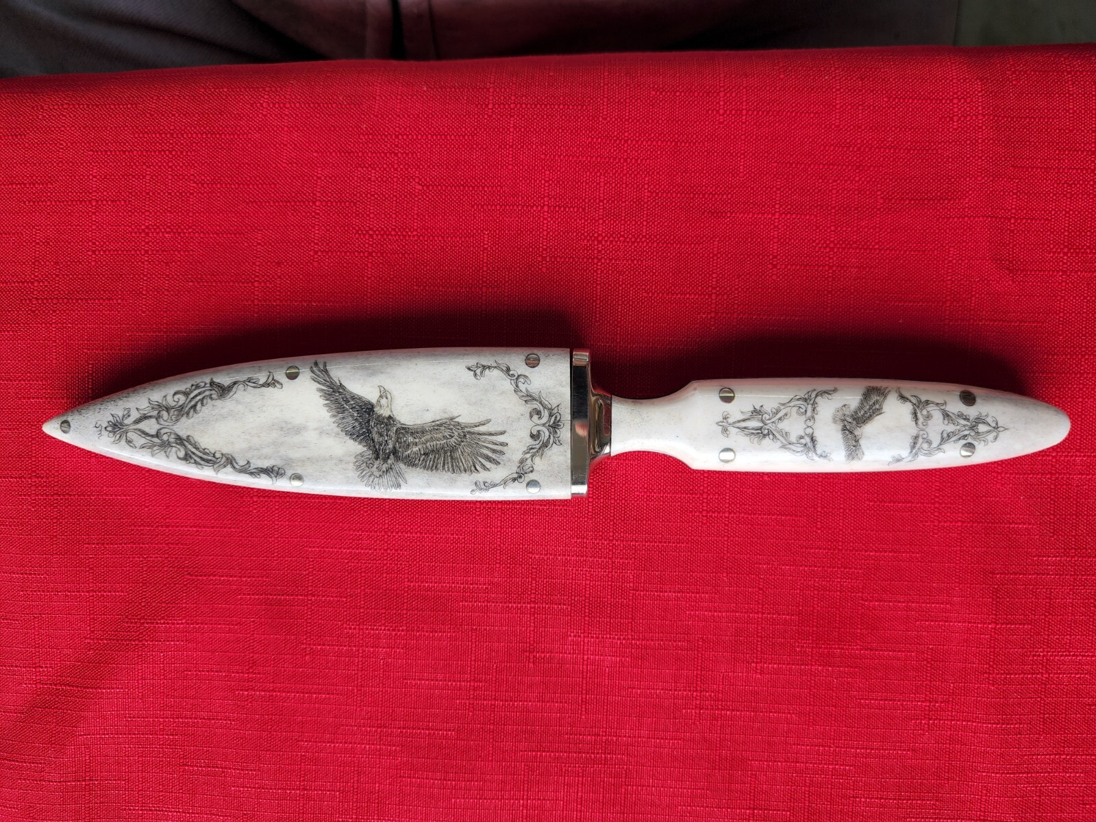 CUSTOM STILETTO W/ SCRIMSHAW MOOSE BONE HANDLES | eBay