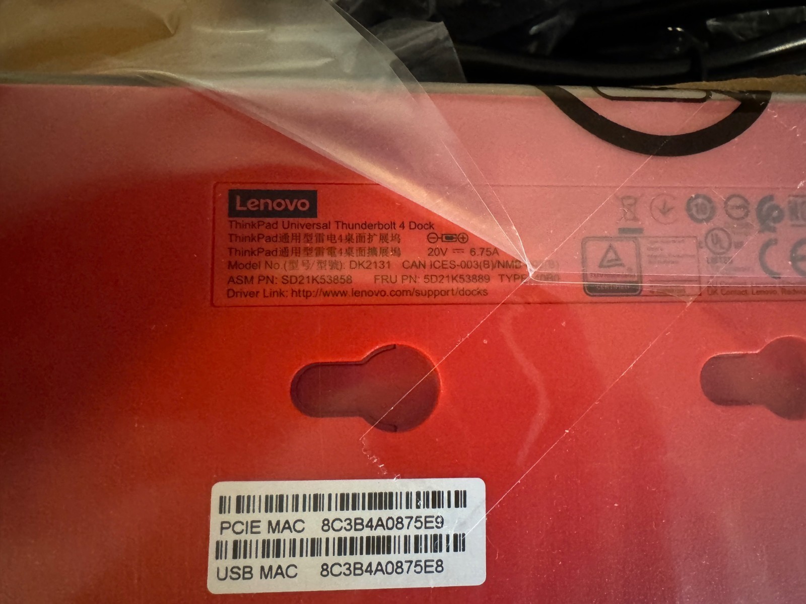 Lenovo DK2131 ThinkPad Thunderbolt 4 Workstation Dock- Black/Red for ...