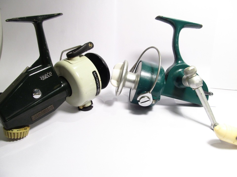 ~ Two Vintage Spinning Reels..Penn 712 Greenie and Zebco Cardinal 6 SW ...