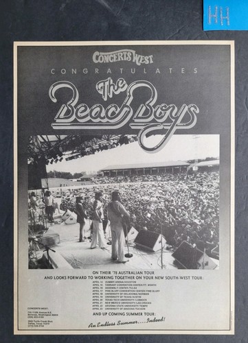 The Beach Boys Aussie and Southwest U.S. Tour Promo Print Ad 1978 | eBay