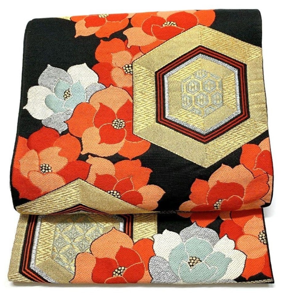 2762# Japanese Vintage Fukuro Obi Belt Kimono Fabric Silk Traditional ...