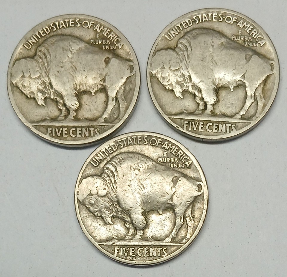 3 Buffalo Nickels - Weak To Partial Dates 1926, 1927, 1928 | eBay