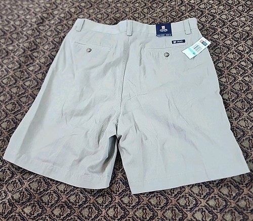 Chaps New Beige Khaki Golf Shorts Mens 34 Chino Pleat Front 100% Cotton ...