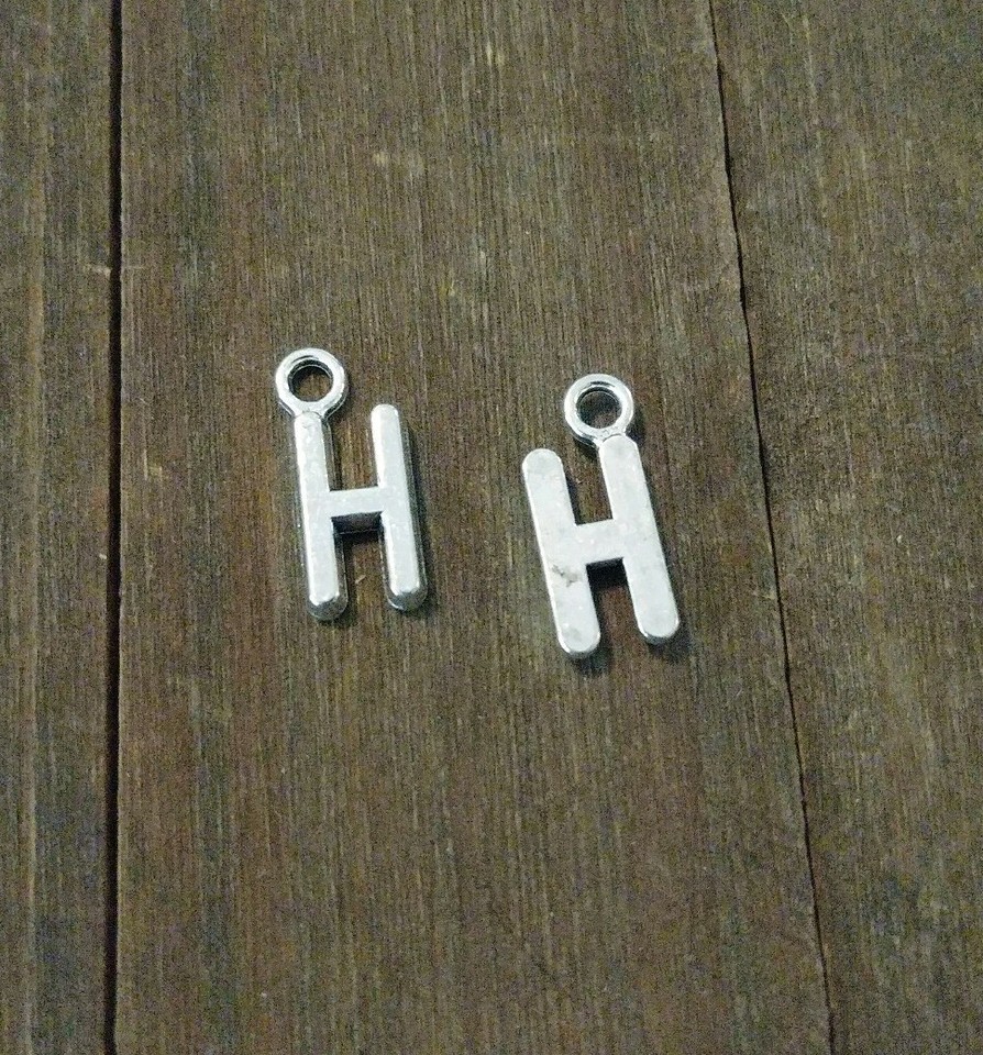 2 Letter H Charms Alphabet Pendants Uppercase Antiqued Silver | eBay