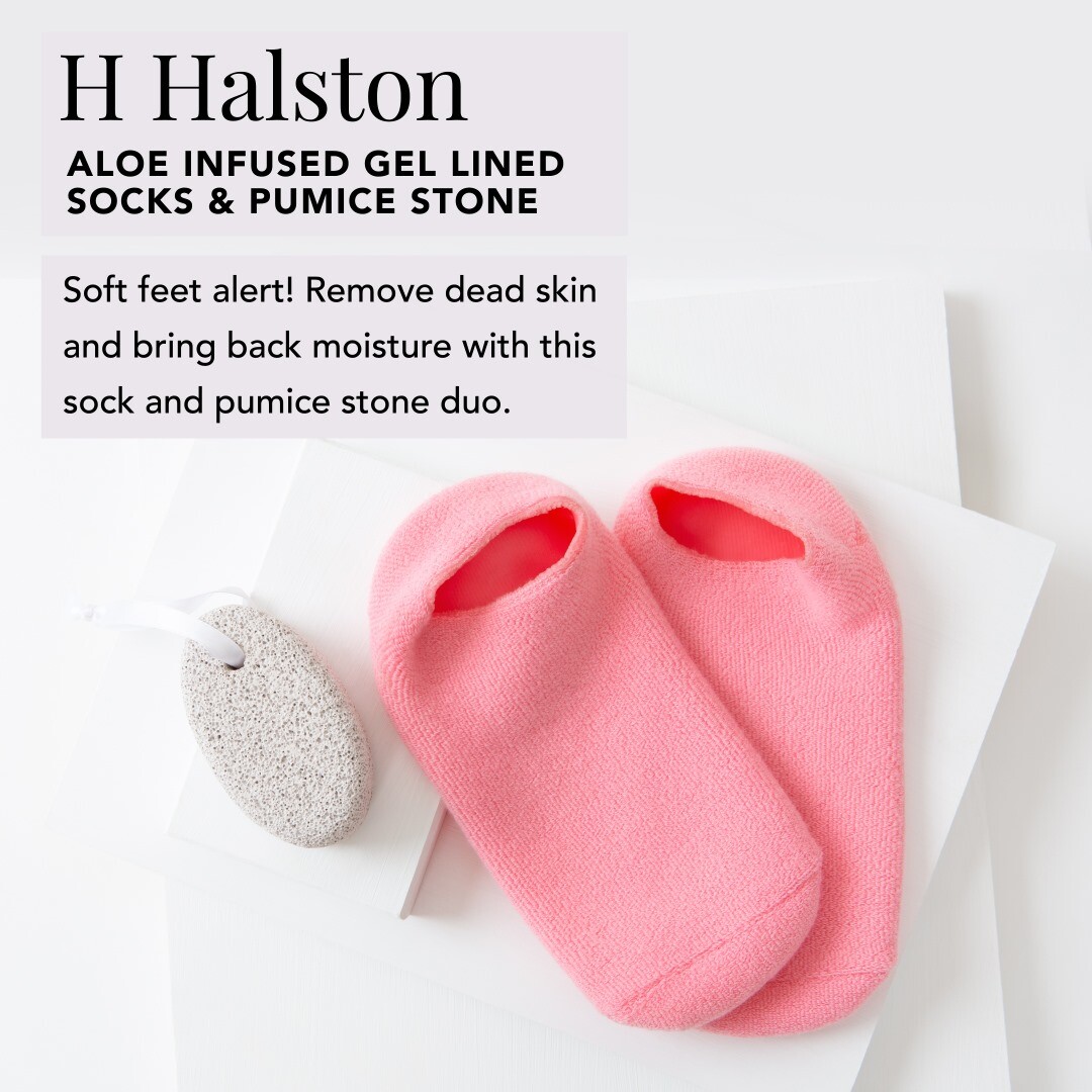 H by Halston Aloe Infused GEL Lined Sock and Pumice Stone 1 Pair ...