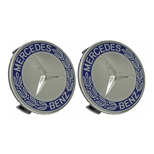 Alloy Wheel Hub Caps Emblem Royal Blue 2PCS Set For Mercedes Benz OEM ...