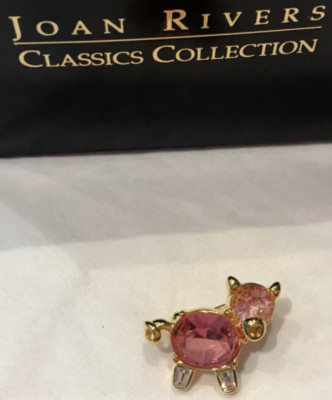 Joan Rivers Pink Crystal Gold Tone Pig Pin w/Joan Rivers Box Vintage | eBay