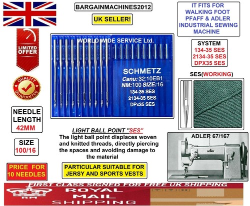 ADLER 67/167 DPX35 134-35 SES S=100/16 L/BALL POINT W/FOOT SEWING ...