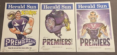 Melbourne Storm NRL 2012 2017 2020 Premiership Posters Mark Knight ...