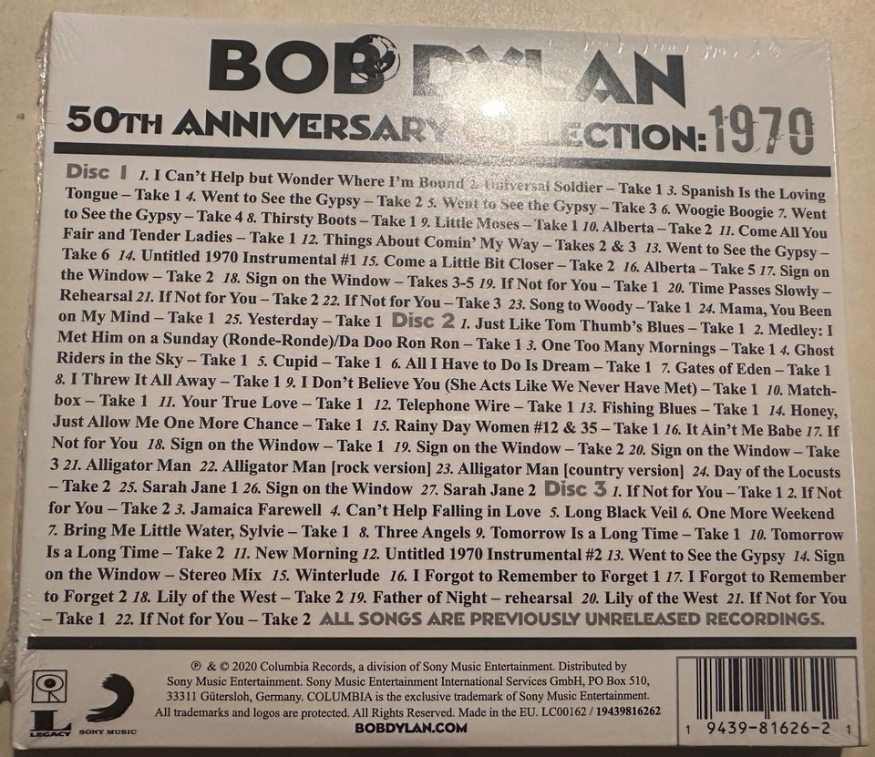 Bob Dylan 50th Anniversary Collection 1970 3 CDs New and sealed! Very ...