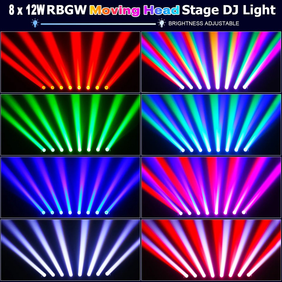 8x12W LED Stage Moving Head Beam Bar Light RGBW DMX DJ Disco Party Club ...