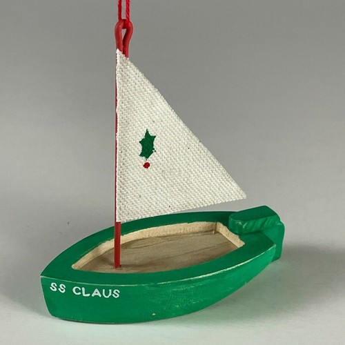 Hallmark Wooden Christmas ornament SS CLAUS Mini SAILBOAT Ship Sailing ...