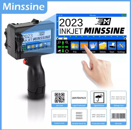 Handheld Inkjet Printer Gun 12.7mm Fast-Drying Ink Text QR Barcode ...