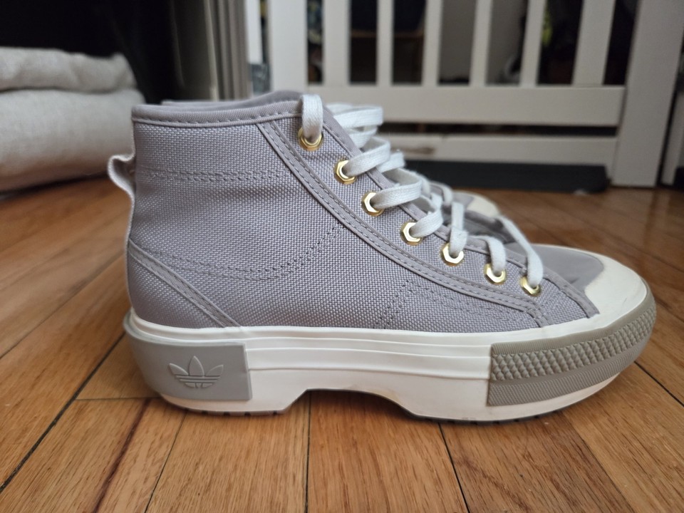 Adidas Mid-High Top Canvas Sneaker Winter Boot Women's 5.5 Grey Beige ...