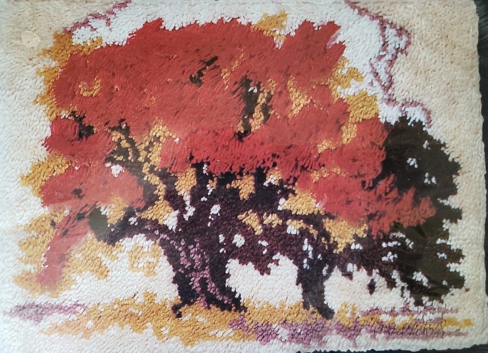 Latch Hook Kit Pre-Cut Rug Yarn Kit 20" x 27" Fall Tree Leaf Foliage ...