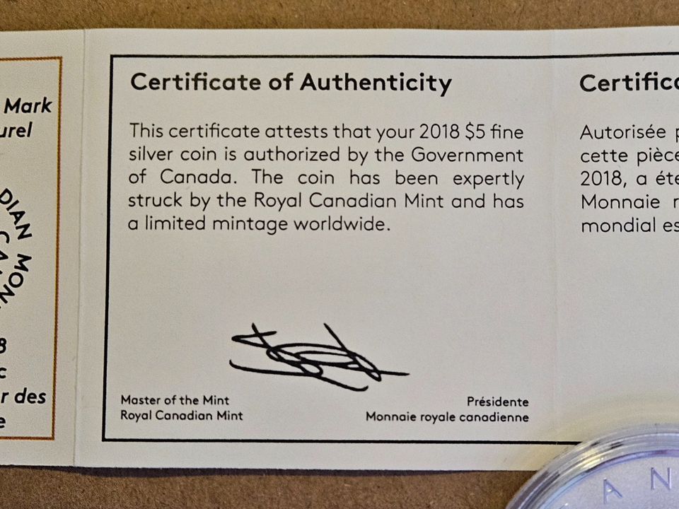 2018 $5 silver maple leaf with ANA privy mark :Pennsylvania mountain ...