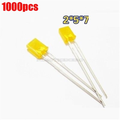 1000Pcs 2X5X7MM Rectangle Led Yellow Color Yellow Light Emitting Diode ...