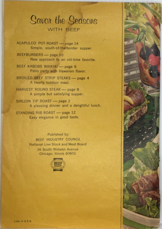 Savor The Seasons with Beef - Beef Council Booklet | eBay