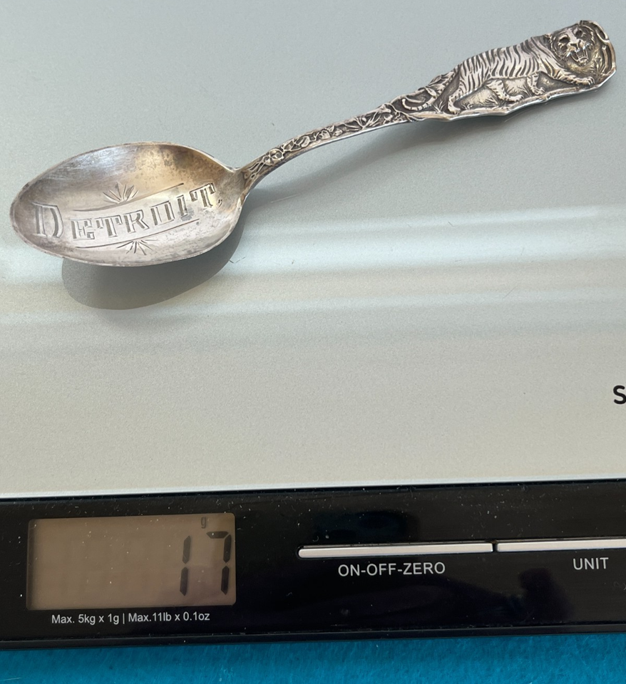 VINTAGE STERLING SILVER SOUVENIR SPOON DETROIT TIGER SPOON 17 GRAMS | eBay