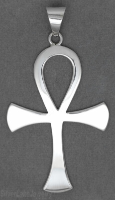 Sterling Silver Big Plain Flat Ankh Cross Large Egyptian Pendant High ...