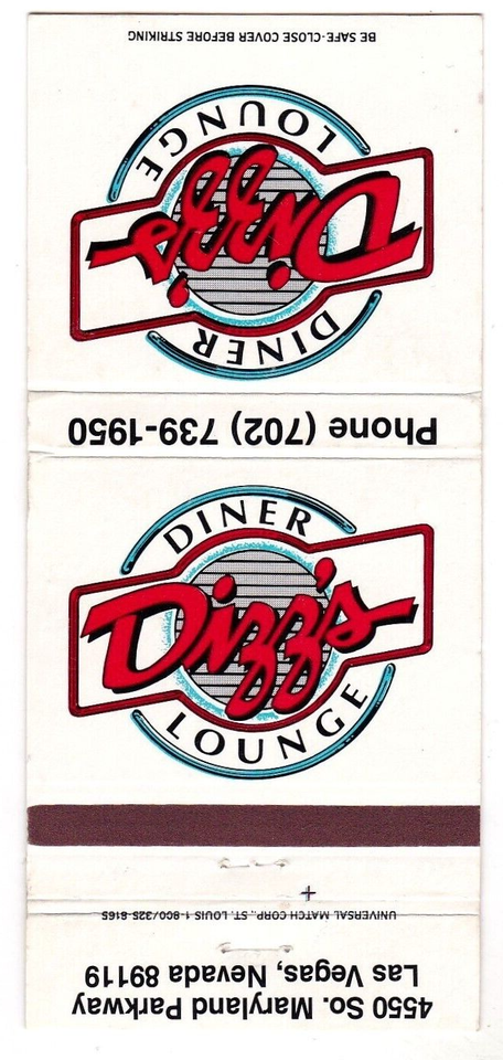 Dizz's Diner / Lounge Matchbook Cover Las Vegas icsmc5 | eBay