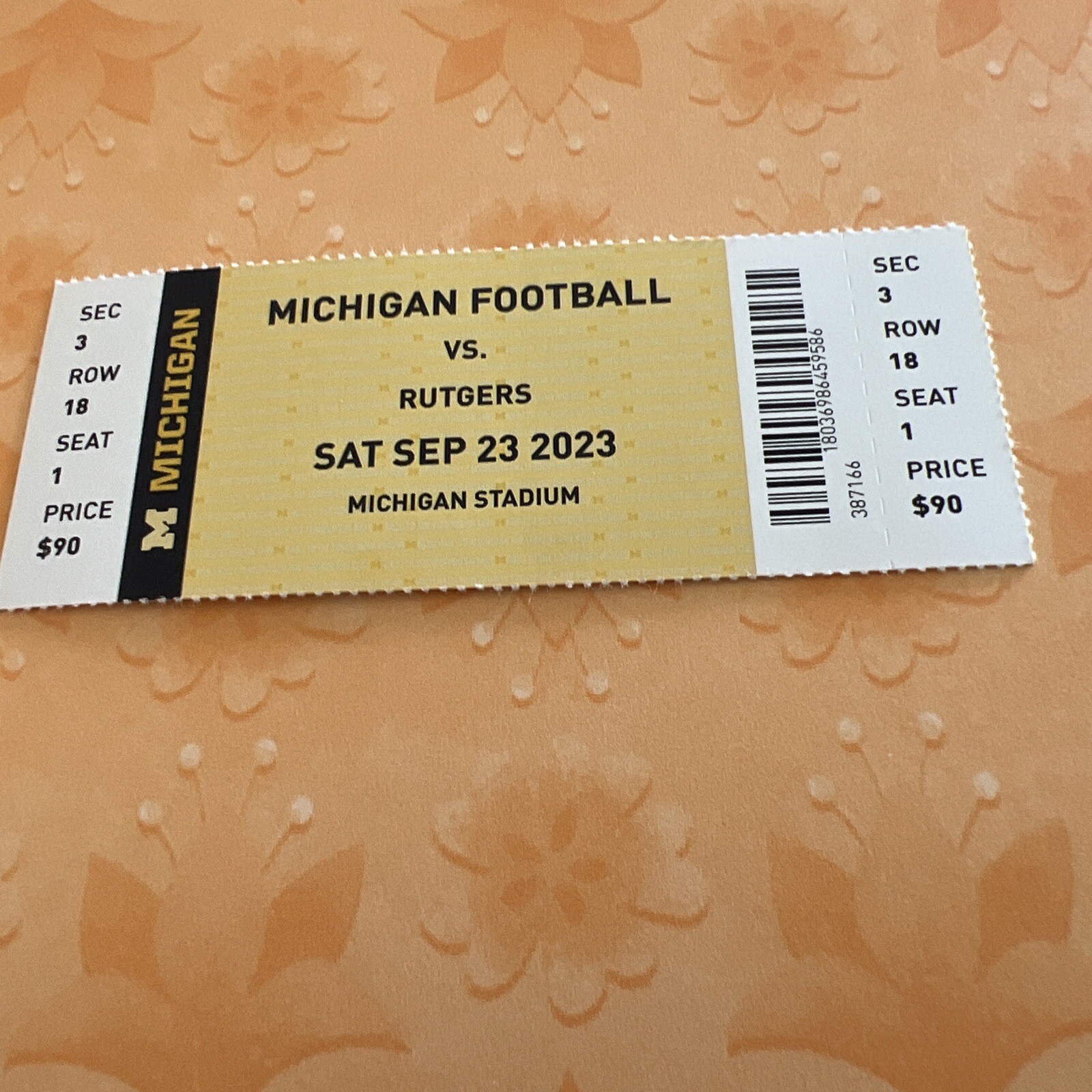 1 Unused Michigan Wolverines VS Rutgers Ticket Stub Sept. 23, 2023 | eBay