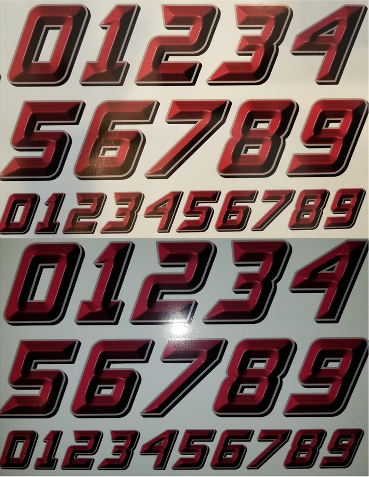 3-D RACING NUMBERS (9's) RED BEVELED Decal Sticker Sheet 1/8-1/10-1/12 ...