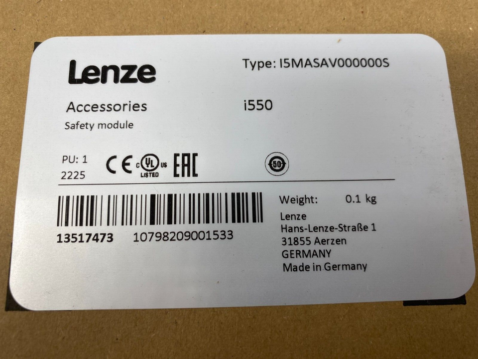 Lenze I5MASAV000000S Safety Module Safe Torque Off (STO) For i550 ...