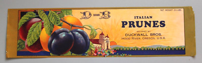 Original DB prune basket crate label Duckwall Bros Hood River Oregon ...