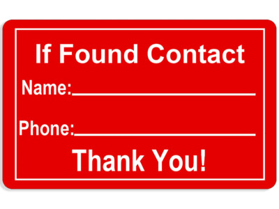 2x3 inch RED If Found Contact Sticker - kayak bike boat fish lost phone ...