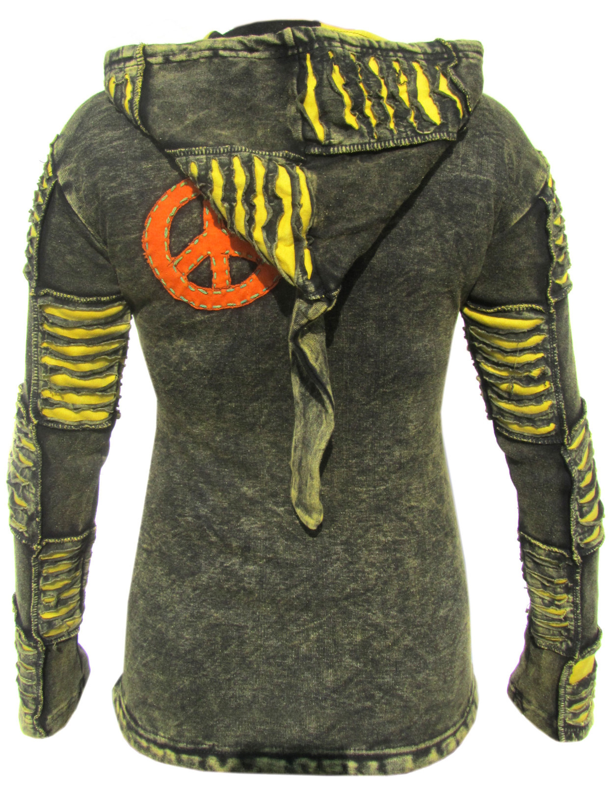 Cotton Yellow Jacket Hippie Psychedelic Goth Emo Funky Patchwork Pixie ...