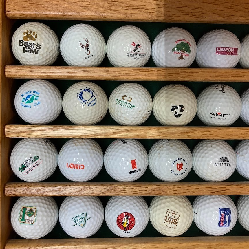 100 Golf Ball Solid Wood Display Case Cabinet Wall Shelf + 100 BALLS ...