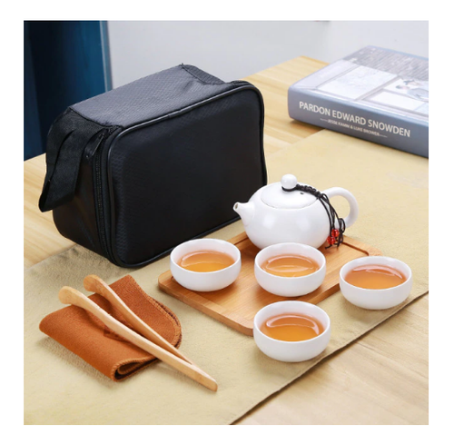 Chinese Ceramic Travel Tea Set Carrier Bag Portable Tea Ware Gift ...