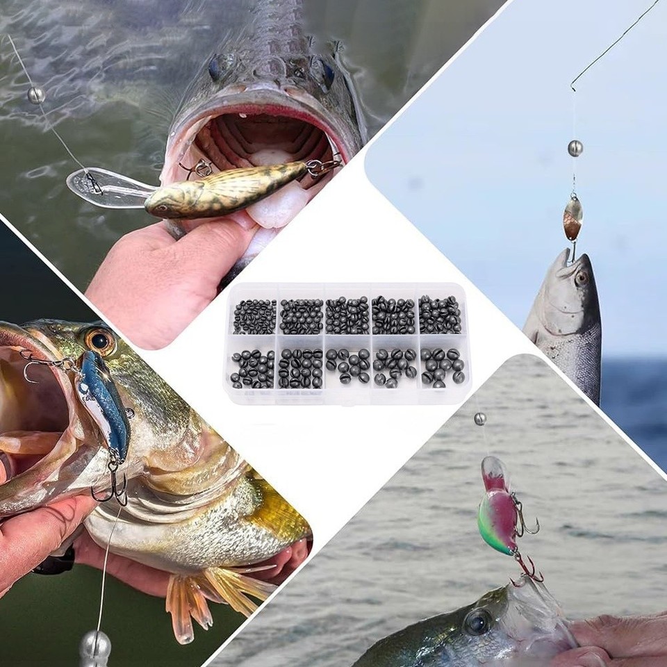 300PCS Fishing Sinker Set Split Lead Shot Sinker Round Bite Lead Weight ...