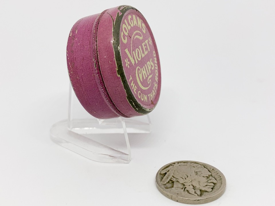 1910 Antique Colgan's Violet Chips Gum Tin Small Vintage Advertising ...